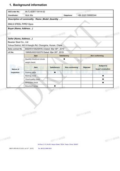 Third Party Testing Bestar Steel Co Ltd